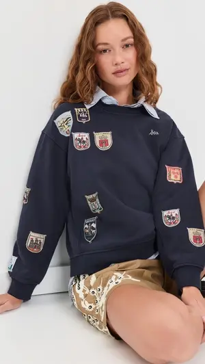 Sea Davis Patchwork Crew Neck Sweatshirt