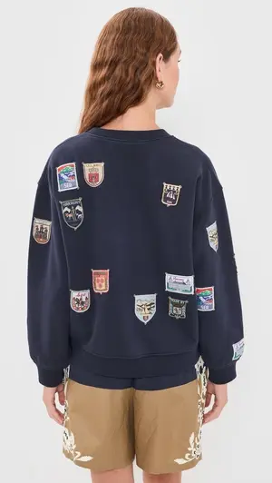 Sea Davis Patchwork Crew Neck Sweatshirt
