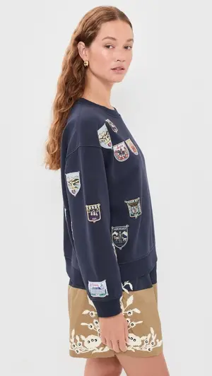 Sea Davis Patchwork Crew Neck Sweatshirt