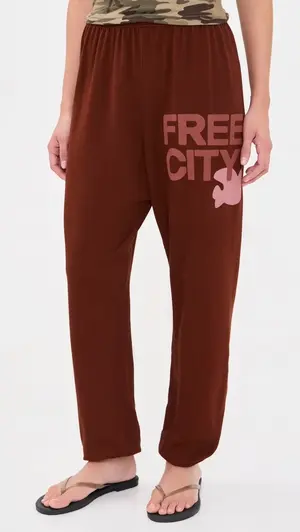 FREECITY Graphic Print Sweatpants - Rusty Rabbit
