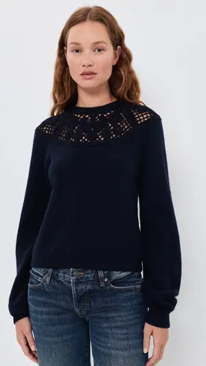 FRAME The Lace Gathered Sweater