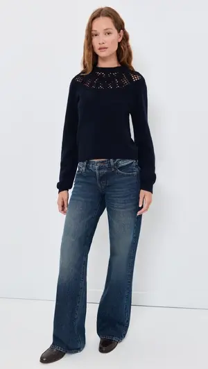 FRAME The Lace Gathered Sweater