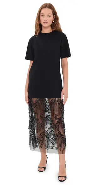 Endless Rose Mix Rhinestone Lace T-shirt Midi Dress