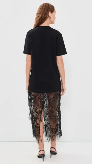 Endless Rose Mix Rhinestone Lace T-shirt Midi Dress