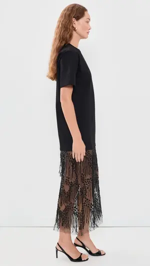 Endless Rose Mix Rhinestone Lace T-shirt Midi Dress