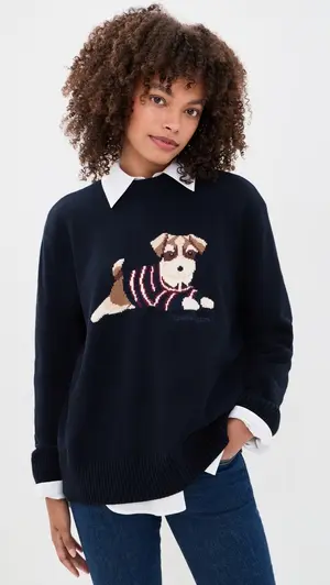 ROWING BLAZERS Cotton Terrier Dog Intarsia Knit Sweater