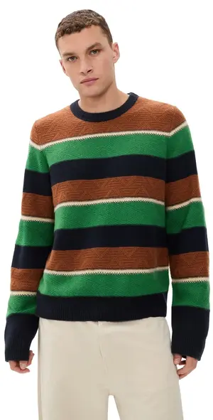 Guest In Residence Stripe Cashmere Crew Neck Sweater - Midnight Combo