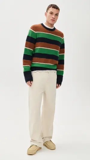 Guest In Residence Stripe Cashmere Crew Neck Sweater - Midnight Combo