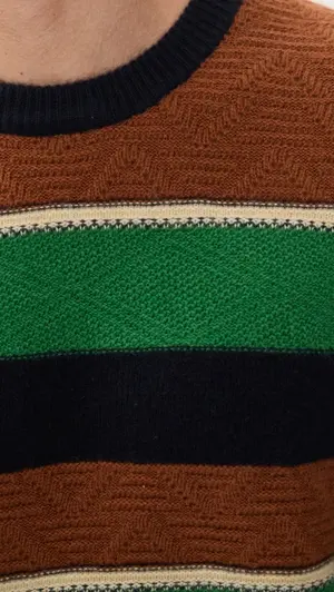 Guest In Residence Stripe Cashmere Crew Neck Sweater - Midnight Combo