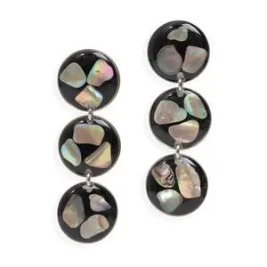 KATE KOEL Iridescent Abalone Silver Tone Earrings
