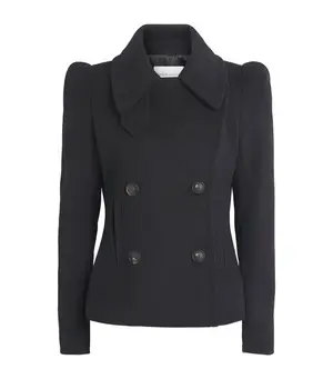 7 For All Mankind Wool-blend Double-breasted Fitted Blazer