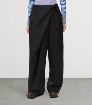 Loewe Wool-blend Draped Trousers - Black