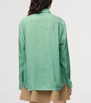 Loewe Silk-blend Gingham Shirt - Green