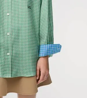 Loewe Silk-blend Gingham Shirt - Green