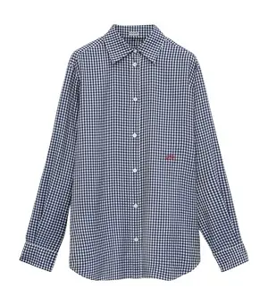 Loewe Silk-blend Gingham Shirt - Blue