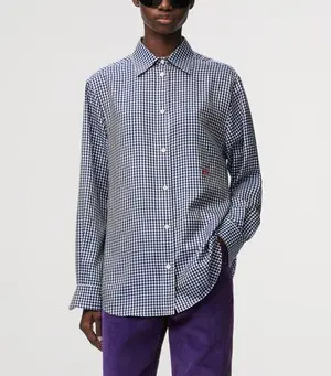 Loewe Silk-blend Gingham Shirt - Blue