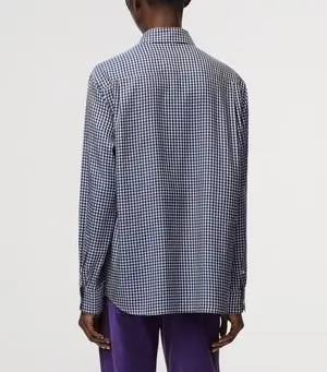 Loewe Silk-blend Gingham Shirt - Blue