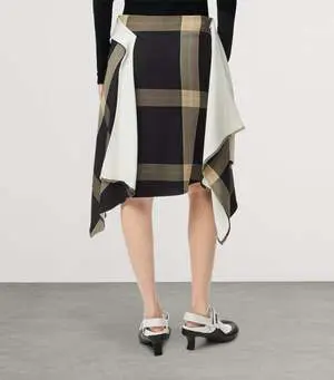 Loewe Draped Check Mini Skirt - Black