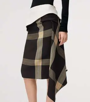 Loewe Draped Check Mini Skirt - Black