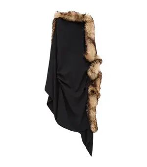 Loewe Draped Shearling-trim Midi Dress