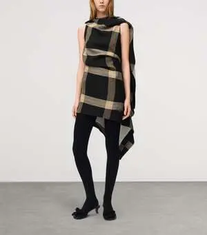 Loewe Asymmetrical Check Mini Dress - Black