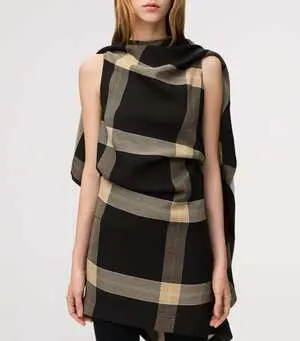 Loewe Asymmetrical Check Mini Dress - Black