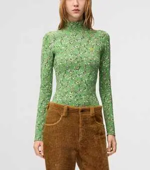Loewe X Cosima Von Bonin Floral Print Turtleneck Top - Green