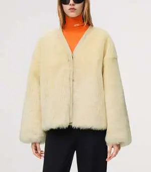 Loewe Shearling V-neck Cardigan - Yellow