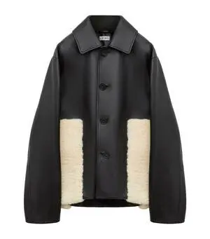 Loewe Nappa Lambskin Shearling-trim Jacket - Black