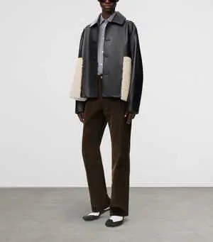 Loewe Nappa Lambskin Shearling-trim Jacket - Black