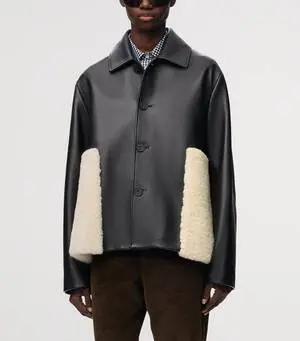 Loewe Nappa Lambskin Shearling-trim Jacket - Black