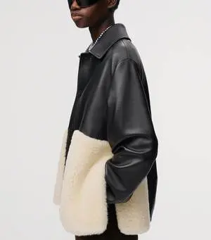 Loewe Nappa Lambskin Shearling-trim Jacket - Black