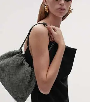Bottega Veneta Suede Intrecciato Pouch