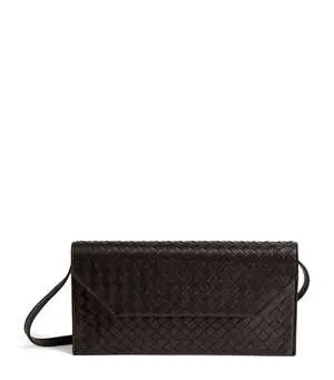 Bottega Veneta Nappa Leather Intrecciato Piccolo Envelope Pouch - Brown