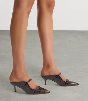 MALONE SOULIERS Embossed Leather Maureen Mules 45