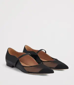 MALONE SOULIERS Leather And Mesh Maureen Arc Flats