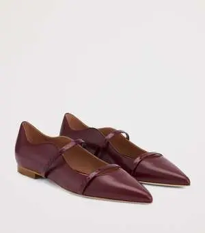 MALONE SOULIERS Leather Maureen Ballet Flats - Burgundy