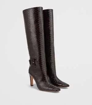 MALONE SOULIERS Embossed Leather Raven Knee-high Boots 90