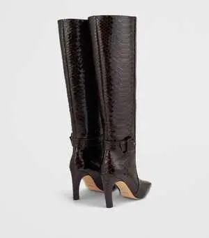 MALONE SOULIERS Embossed Leather Raven Knee-high Boots 90