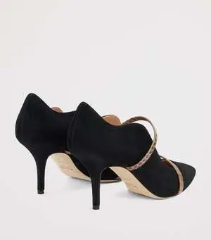 MALONE SOULIERS Maureen Suede And Snakeskin Stiletto Pumps - Black