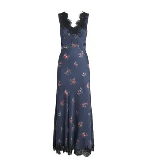 SELF-PORTRAIT Floral Lace Midi Dress - Navy