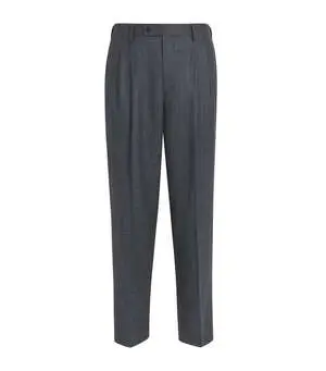 Auralee Wool Pleated Wide-leg Trousers - Grey