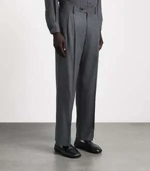 Auralee Wool Pleated Wide-leg Trousers