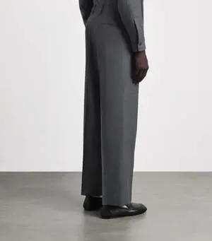 Auralee Wool Pleated Wide-leg Trousers