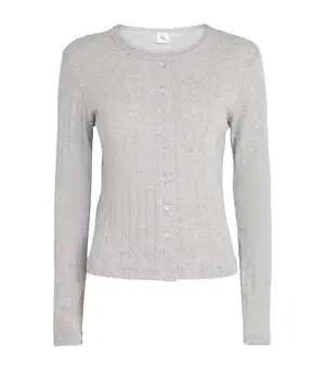 LESET Cotton Pointelle Cardigan