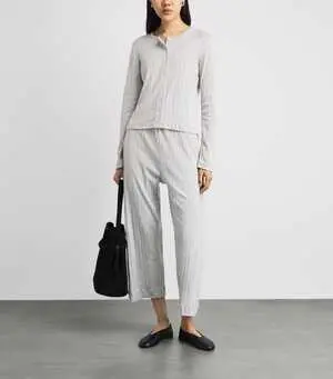 LESET Cotton Pointelle Cropped Trousers