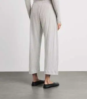 LESET Cotton Pointelle Cropped Trousers