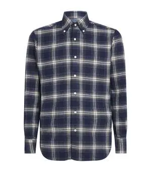 BARBA NAPOLI Cotton Check Shirt - Navy