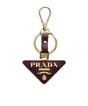 Prada Saffiano Leather And Metal Keychain
