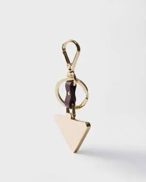 Prada Saffiano Leather And Metal Keychain